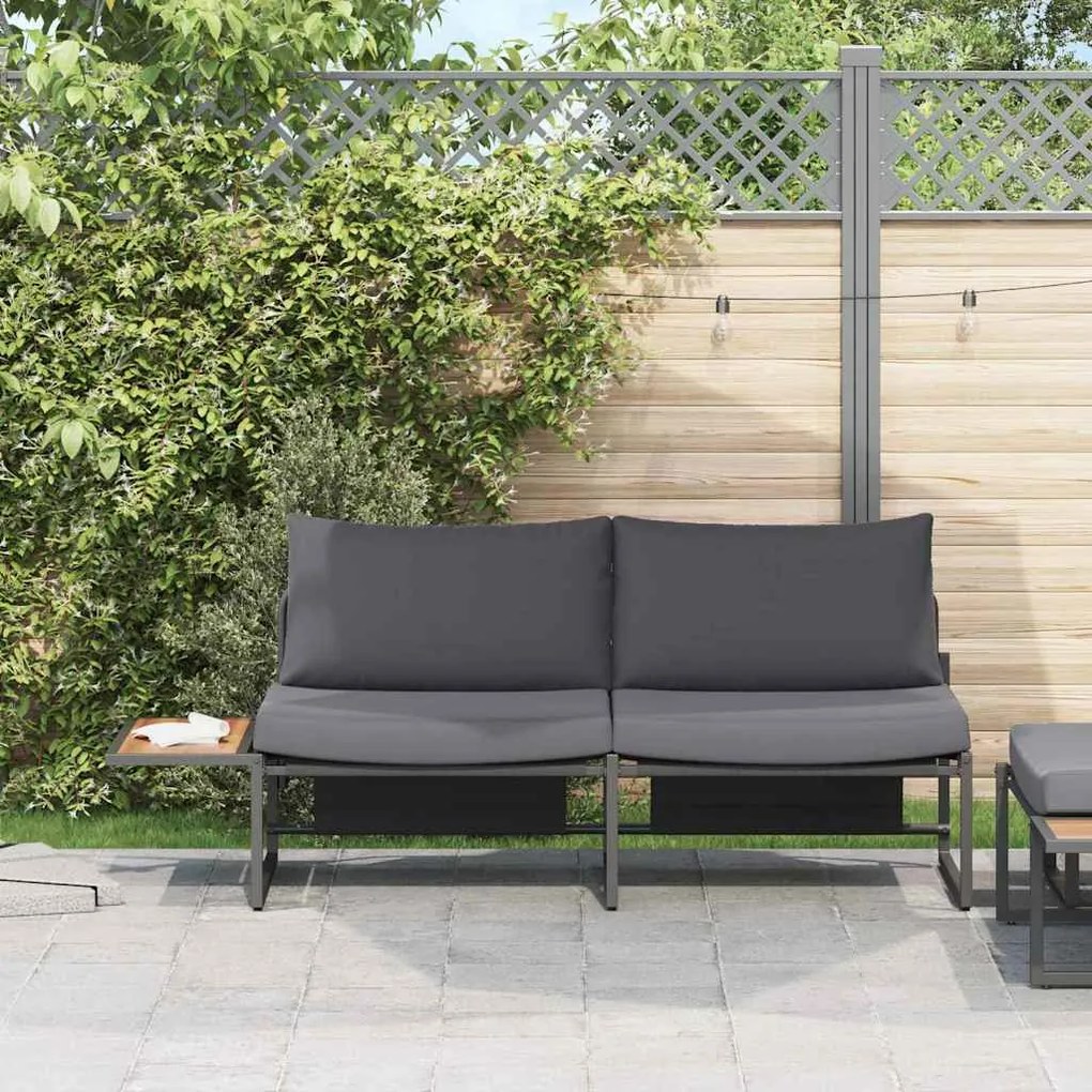 vidaXL Zahradní sofa s polštářem Antracit 200,5 x 70 x 85,5 cm Ocel [42007549]