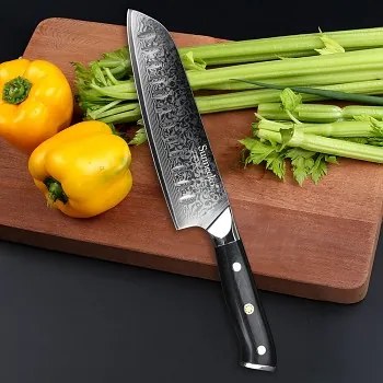 Kuchyňský Santoku nůž 7" Sunnecko 73 vrstev damaškové oceli