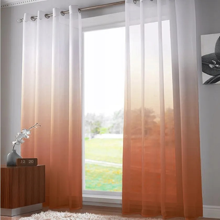 Deveri Hotový ombre závěs na kroužcích 150x250cm různé barvy Barva: Hnědá
