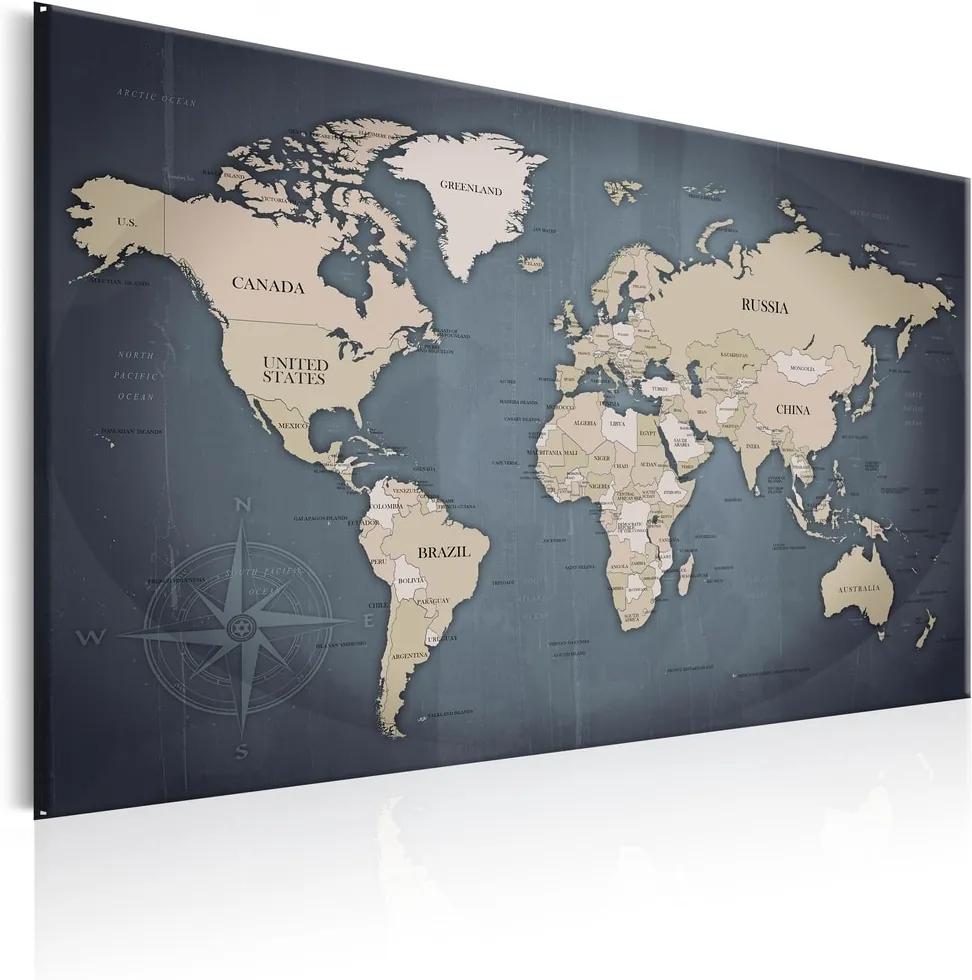 Obraz mapa světa v šedém provedení - World Map: Shades of Grey