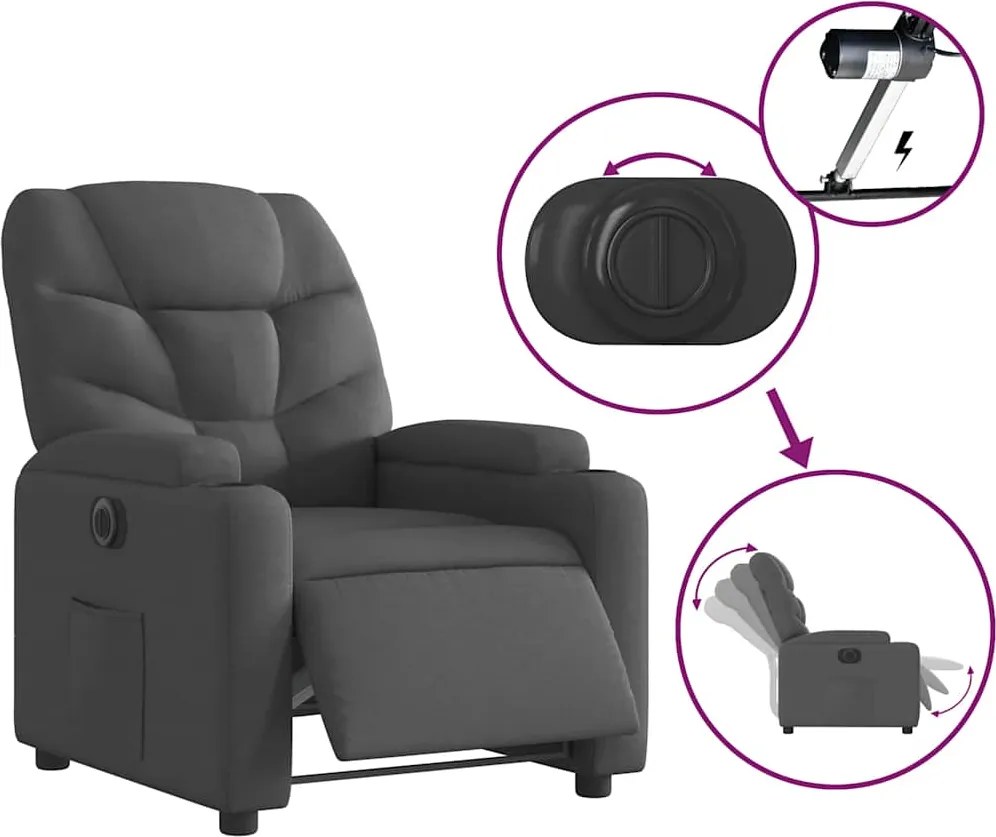 Elektrické polohovací křeslo černé textil 3204574