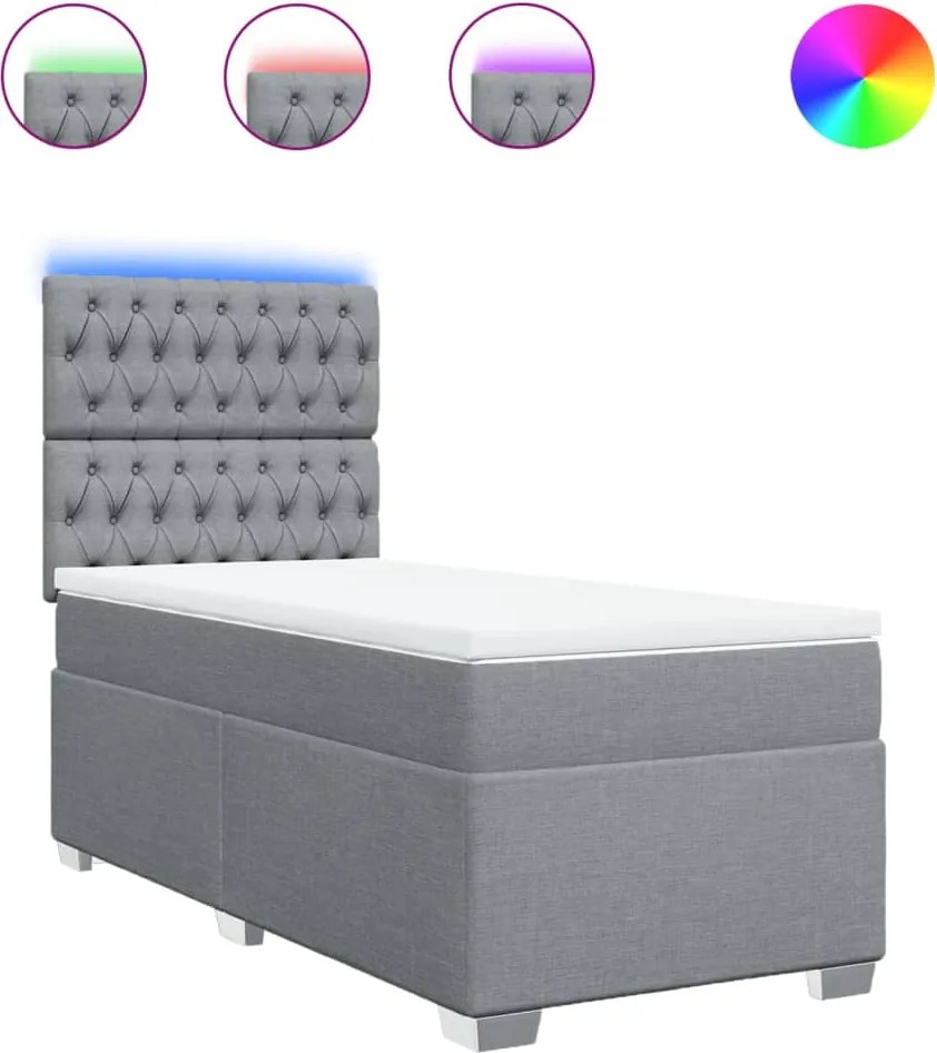 Box spring postel s matrací světle šedá 90x200 cm textil 3292678