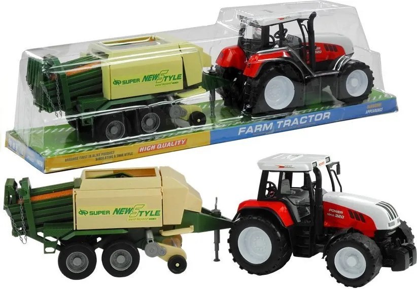 LEAN Toys Velký traktor s přívěsem zemědělský stroj 65 cm