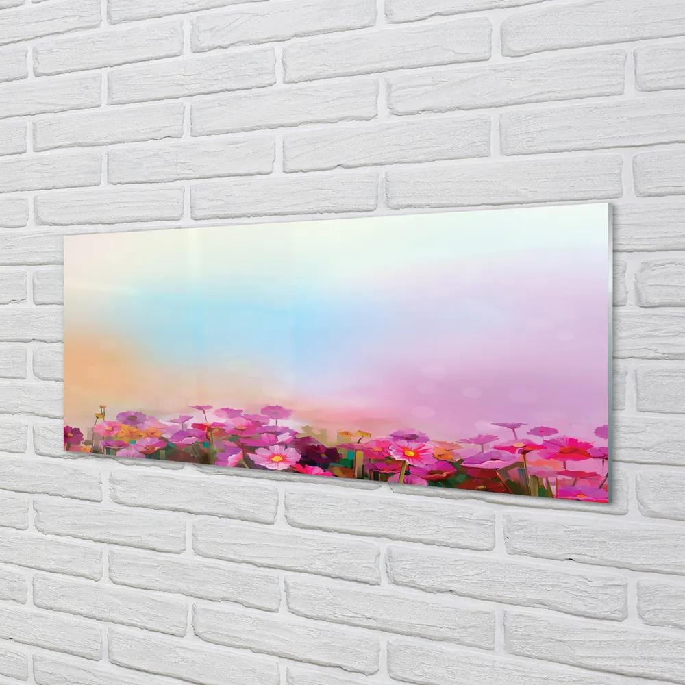 akrylový obraz květiny nebe 120x60 cm