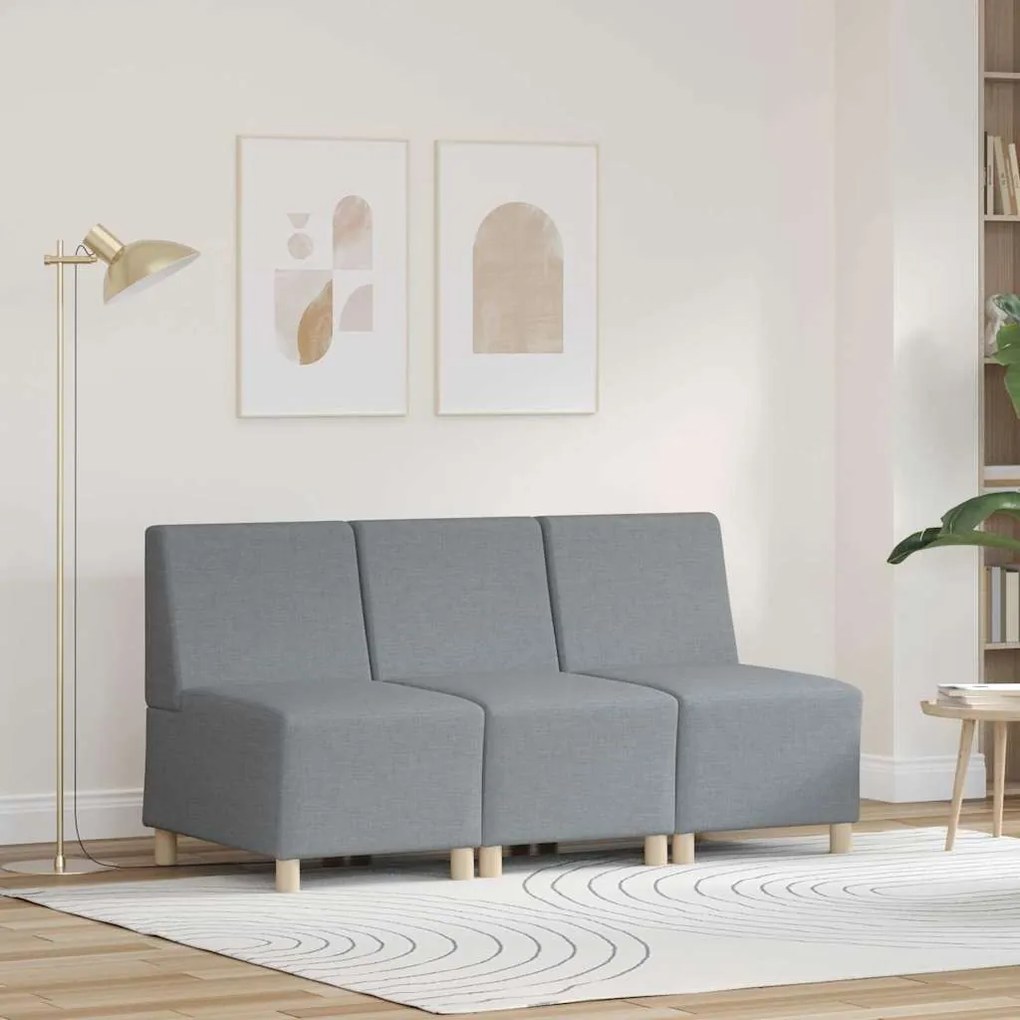 Modulová sedačka bez opěradel 3 ks Světle šedá textil 3399792