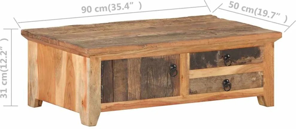 Konferenční stolek 90 x 50 x 31 cm masivní recyklované dřevo 320384