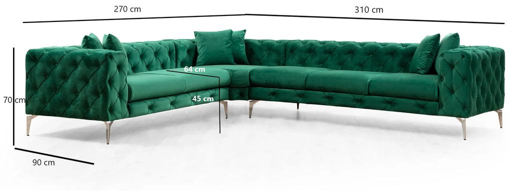 Atelier del Sofa Rohová sedací souprava Como Left - Green, Zelená