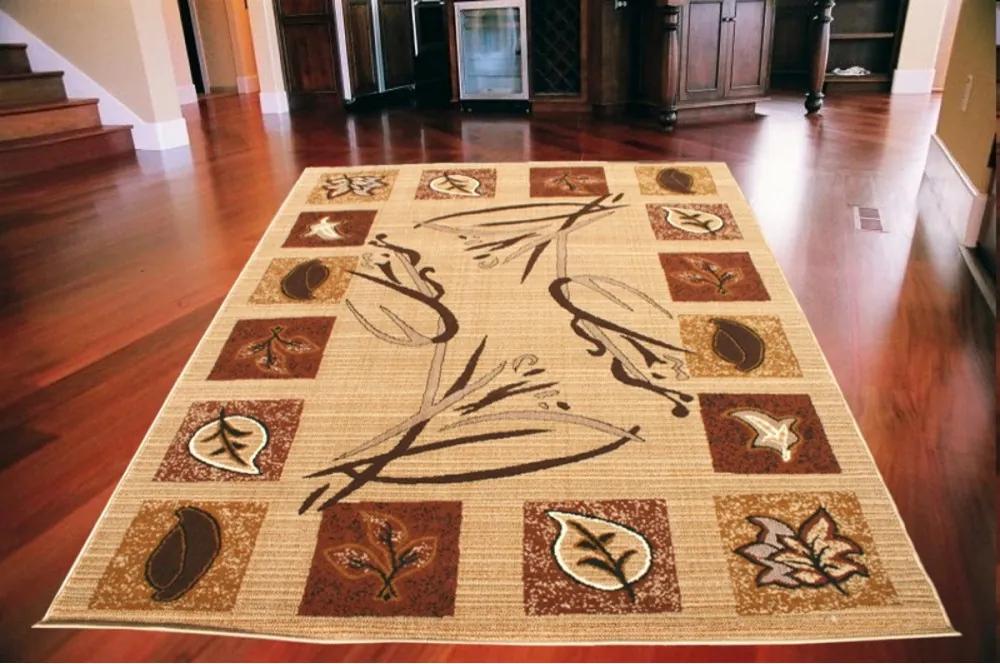 Kusový koberec PP Listy v obdelnících krémový, Velikosti 180x250cm