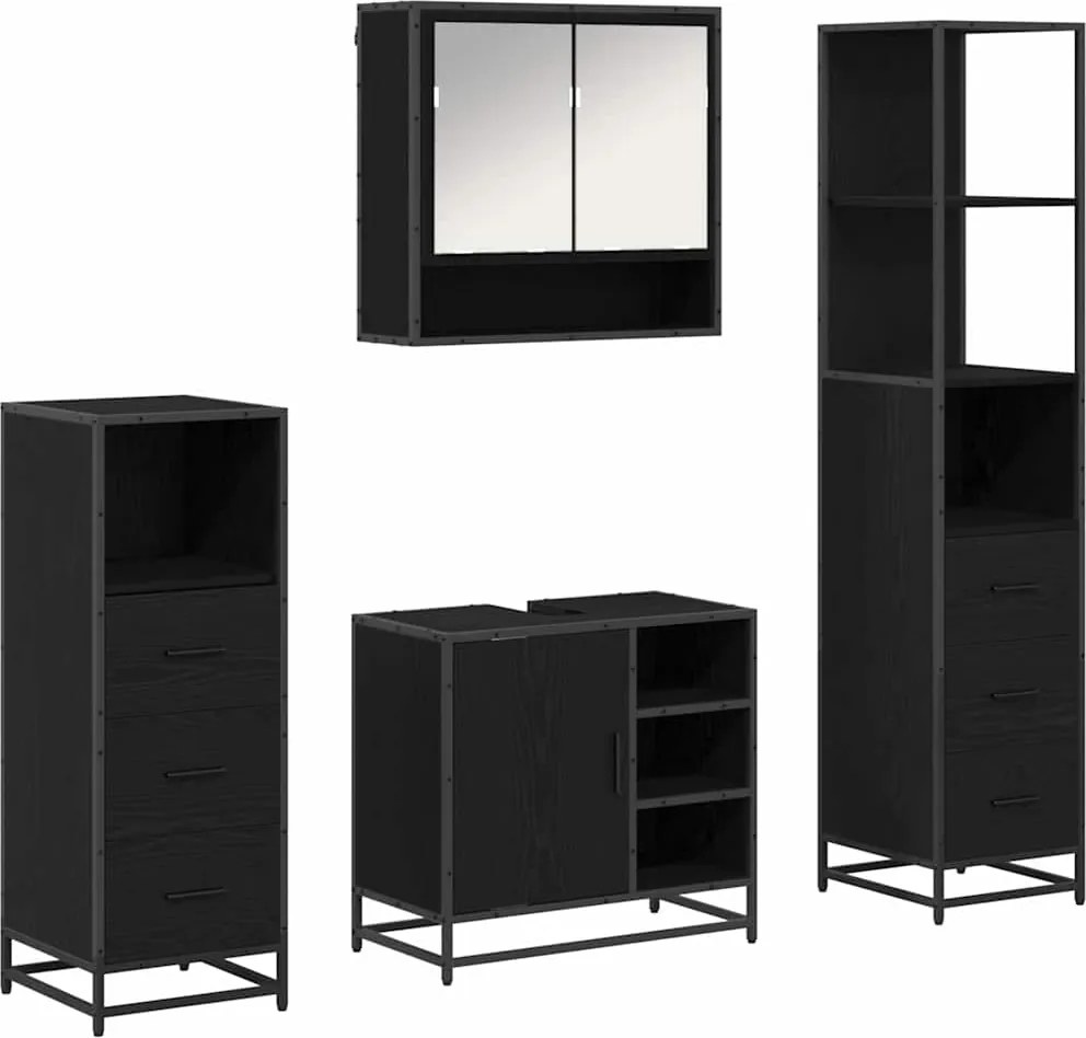 Sada koupelnového nábytku 4 ks Černý dub 65 x 33 x 60 cm 3402544