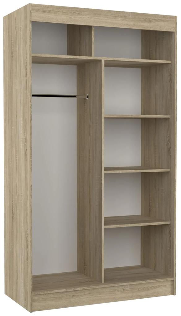Šatní skříň s posuvnými dveřmi Toura - 120 cm Barva: Černá/Bílá
