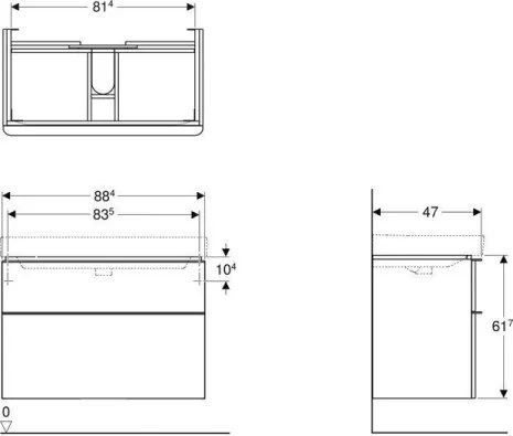 Geberit 500.354.00.1 - Koup. skříňka pod umyv. Smyle Square 61,7x88,4 cm bílá