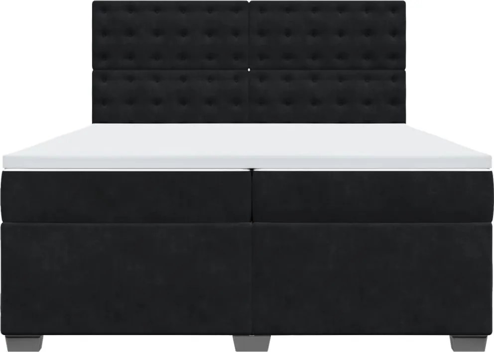 Box spring postel s matrací černá 200x200 cm samet 3291016