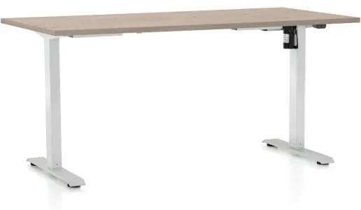 Výškově nastavitelný stůl OfficeTech A 160 x 80 cm, bílá podnož