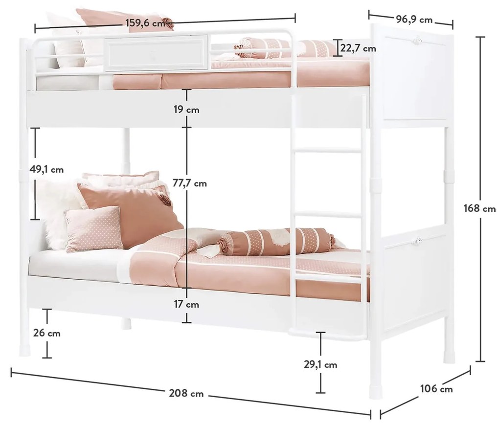 Čilek Studentská patrová postel 90x200 cm Romantica