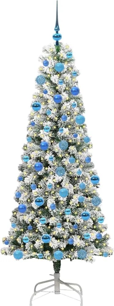 Umělý Skládací Vánoční Strom 300 LED Zelená a bílá 180 cm 3395602