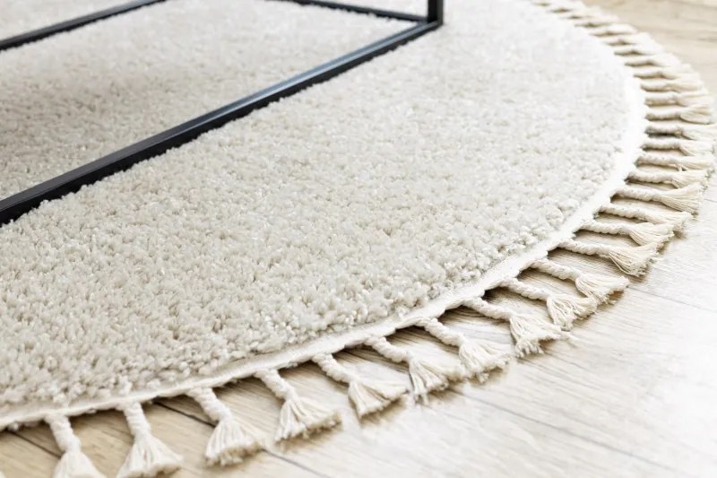 Dywany Łuszczów, Kusový koberec Berber 9000 cream kruh, 160x160 (průměr) kruh, bílá, ložnice