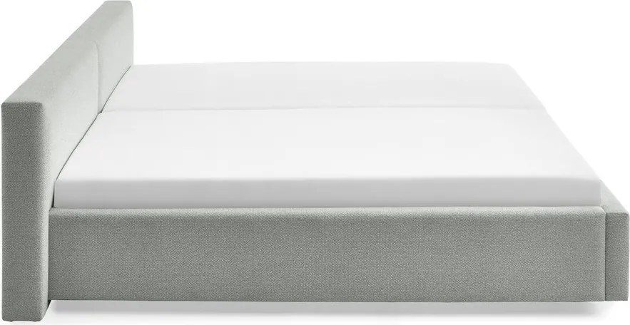 Světle šedá čalouněná dvoulůžková postel s úložným prostorem s roštem 200x240 cm Cube – Meise Möbel