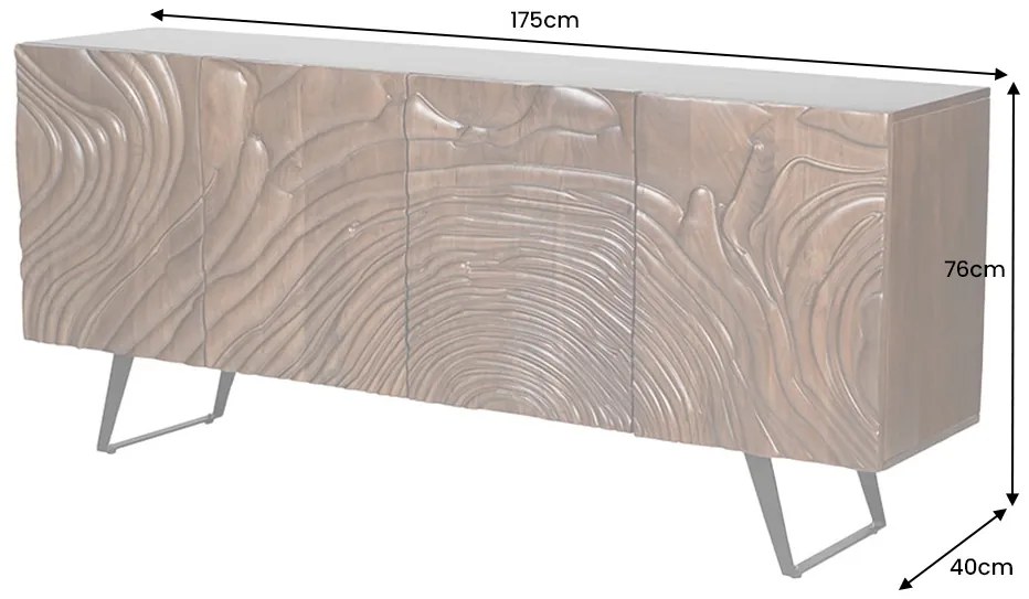 Designová komoda Zion 175 cm hnědá akácie