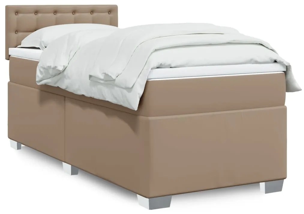 Box spring postel s matrací cappuccino 90x190 cm umělá kůže