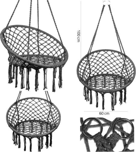 SunWall Závěsné zahradní křeslo Relaxco 112748 tmavě šedé