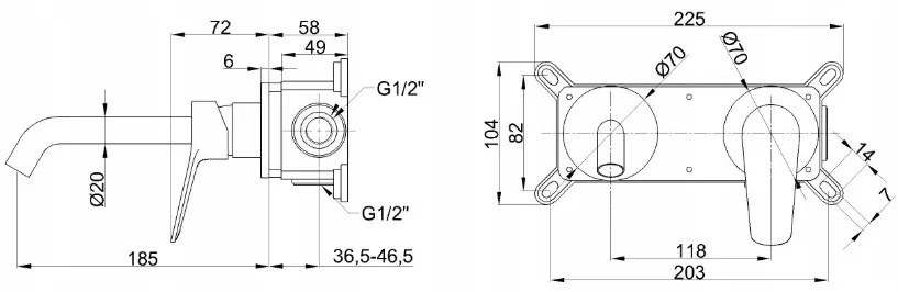 Invena Alonia, umyvadlová baterie pod omítku s I-box montážním systémem, chromová, INV-BP-70-U01-V