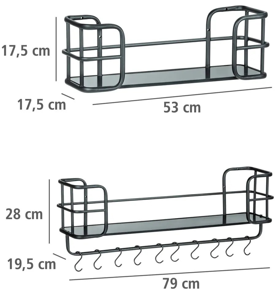 Černé kovové police v sadě 2 ks 79 cm Industrial – Wenko