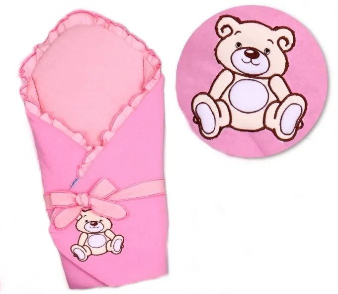 Baby Nellys Baby Nellys Zavinovačka s výztuží Teddy Bear - jersey - růžová