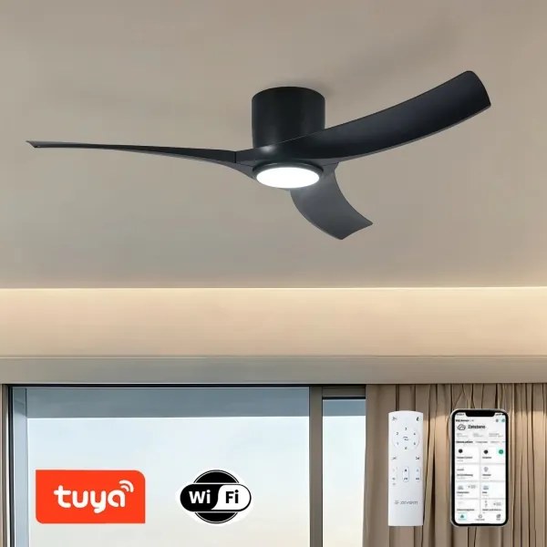 ZEVENTI - LED Stropní ventilátor ORBITO LED/24W/230V Wi-Fi Tuya černá + DO