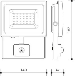 Reflektor LEDMED VANA SMD S LED 30W IP44 4000K LM32300008 s pohybovým čidlem