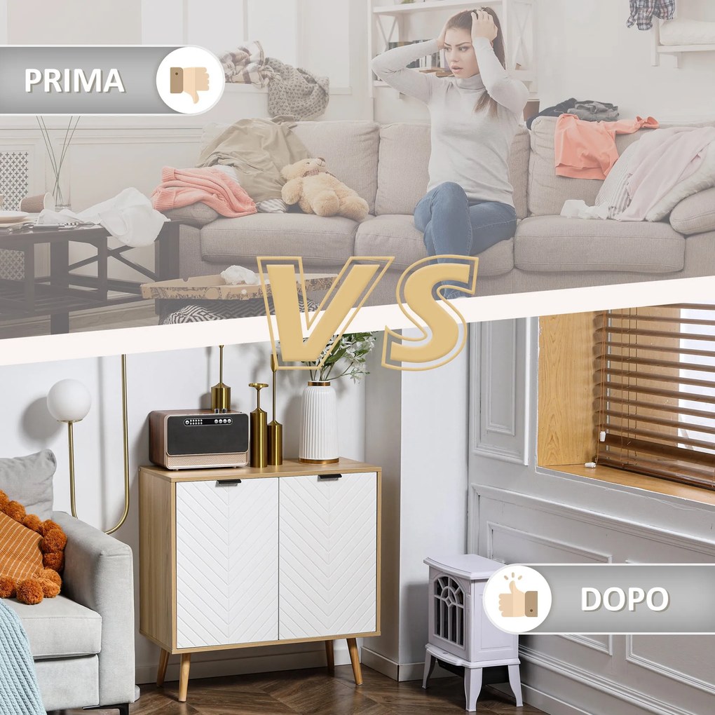 HOMCOM Moderní víceúčelový mobilní nábytek z dřevotřísky a borového dřeva s nastavitelnou policí ve 3 úrovních, nábytek do předsíně, obývacího pokoje…