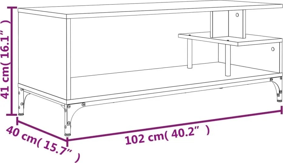 vidaXL TV stolek 102 x 40 x 41 cm kompozitní dřevo a ocel [842415] Barva: dub sonoma