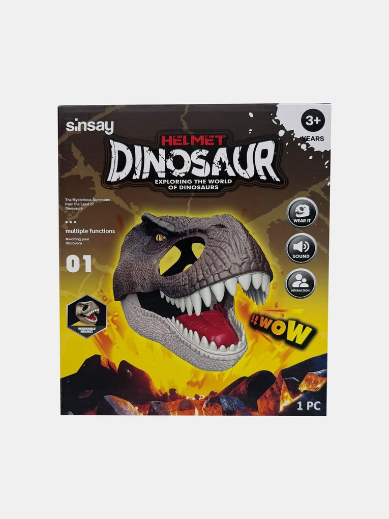 Sinsay - Maska ve tvaru hlavy dinosaura se zvukem - vícebarevná