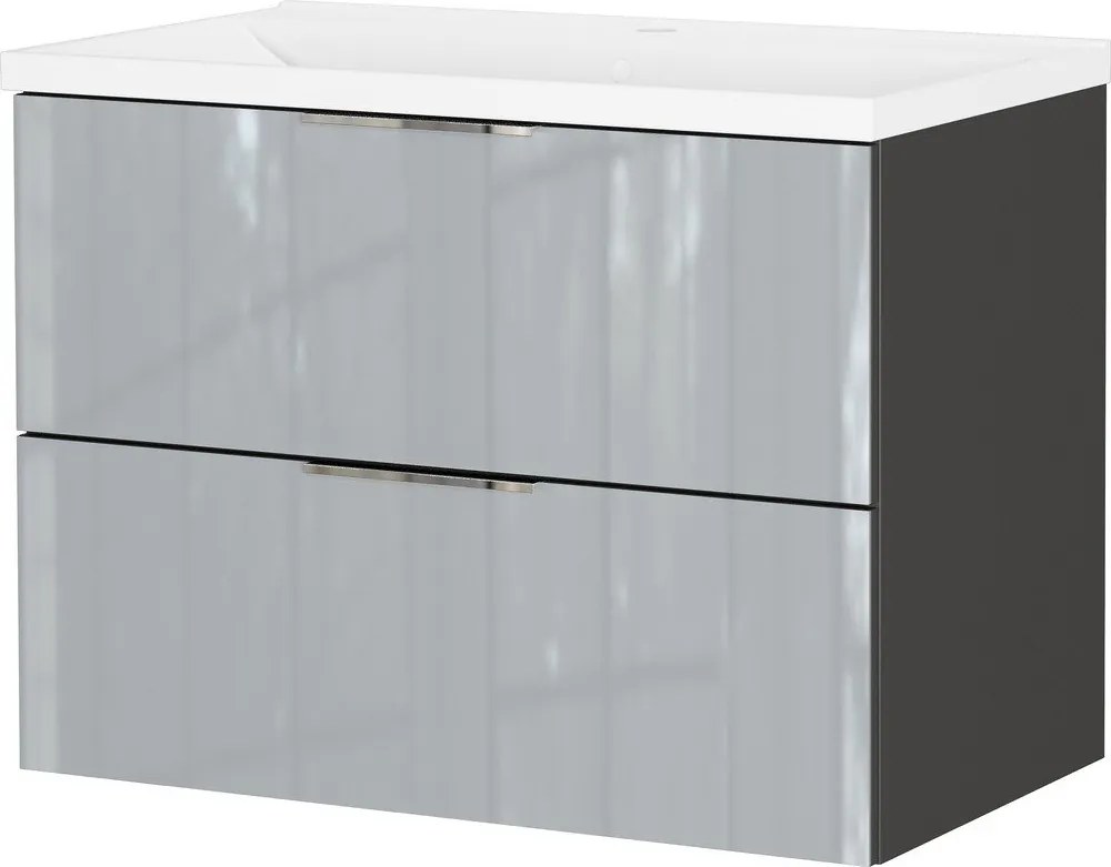 Šedá lesklá závěsná skříňka pod umyvadlo 81x61 cm Celano – Germania