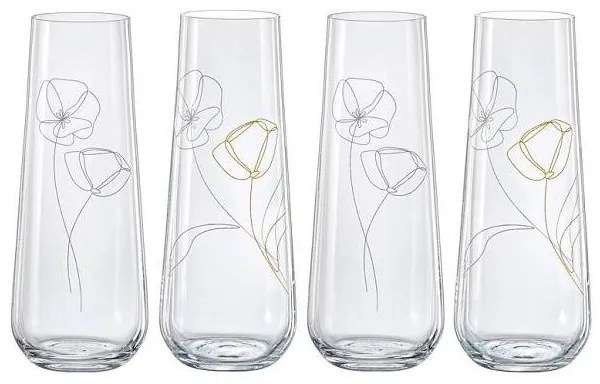 Crystalex Sklenice na prosecco Flowers 250 ml, 4 ks