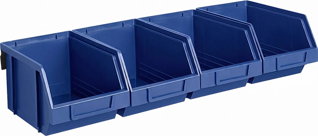 Ocelové lišty s plastovými boxy, 4x box 146 x 237 x 124 mm