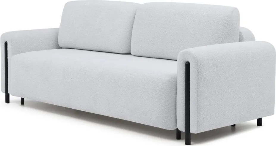 Šedá rozkládací/s úložným prostorem pohovka z textilie bouclé 244 cm Arcadova – ELTAP