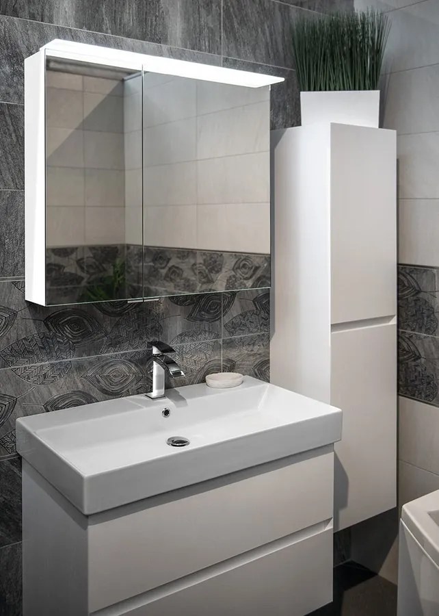 Sapho, LINEX galerka s LED osvětlením, 80x70x15cm, bílá, LX080-0030