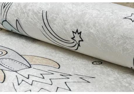 Dywany Luszczow Dětský kusový koberec BAMBINO 1278 pratelný Vesmírná raketa, protiskluz, krém Rozměr koberce: 120 x 170 cm