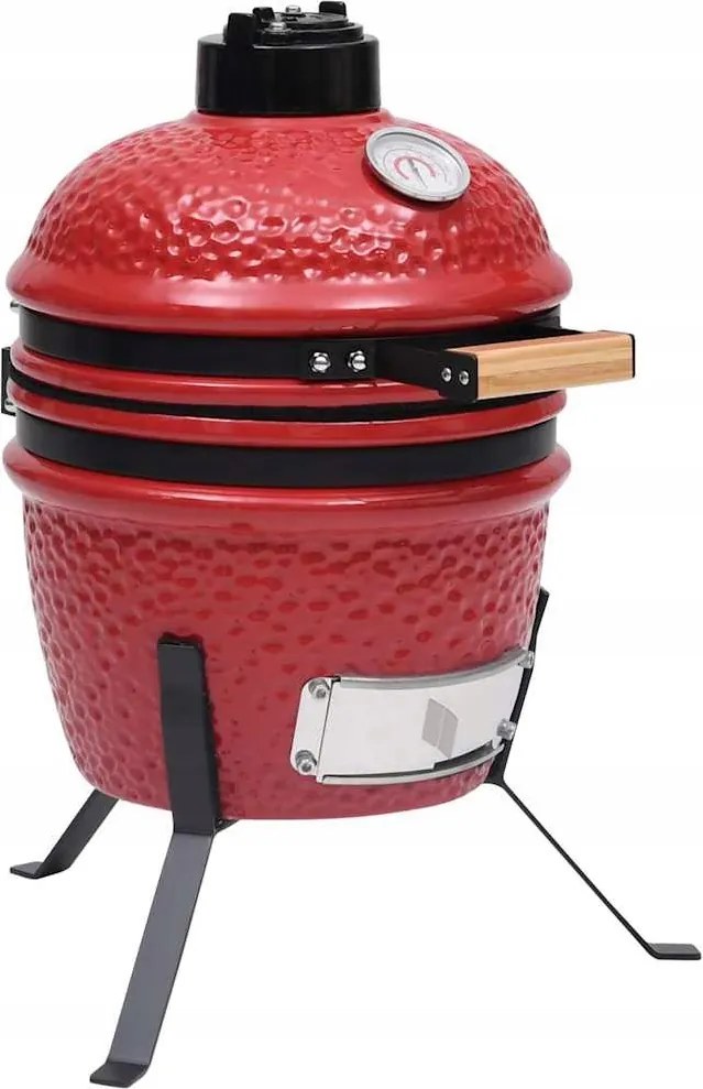 Keramický gril Kamado s udírnou, 2 v 1, 56 cm, červený