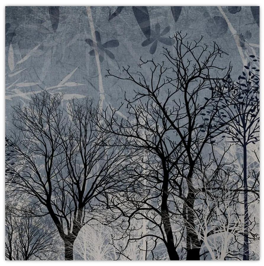 Obraz - Siluety stromů s listy (30x30 cm)