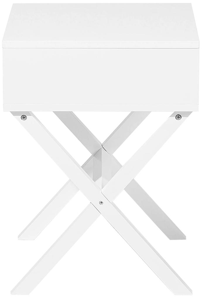 Bílý noční stolek se zásuvkou MONROE Beliani