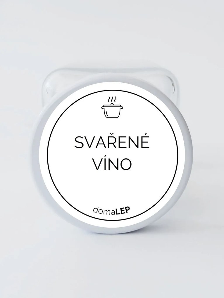 Samolepka na kořenky SVAŘENÉ VÍNO bílá 5 cm základní písmo