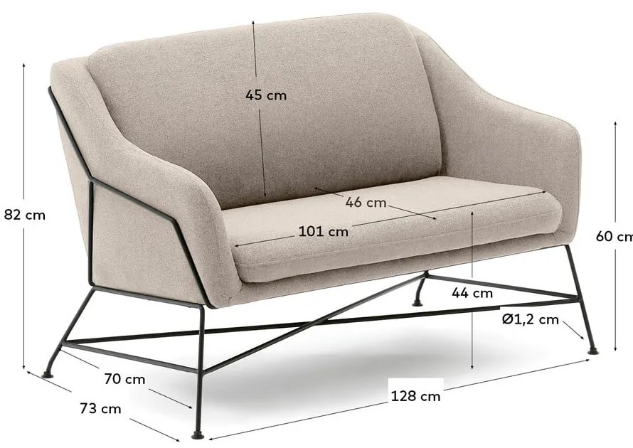 Béžová pohovka 128 cm Brida – Kave Home