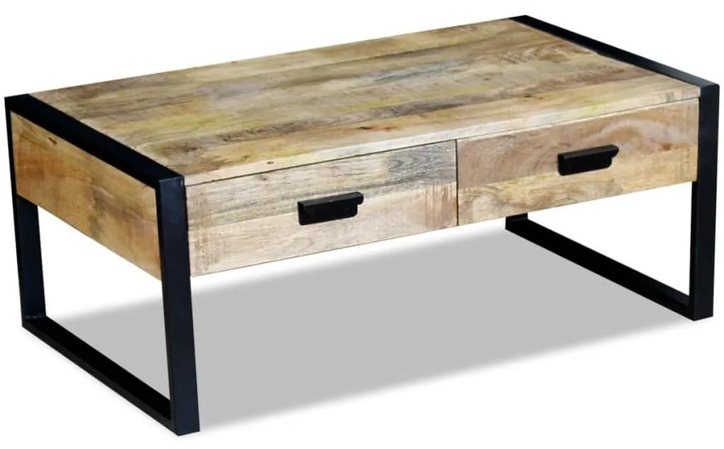 Konferenční stolek se 2 zásuvkami, masivní mangovníkové dřevo 100x60x40 cm,  243297
