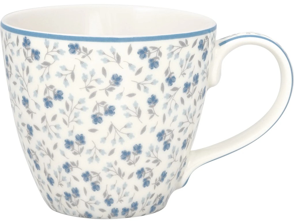 GREEN GATE Hrnek Florali White 300 ml, modrá barva, porcelán