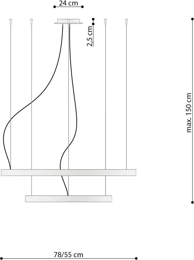 Černé hliníkové LED závěsné svítidlo ø 78 cm RIO – Thoro