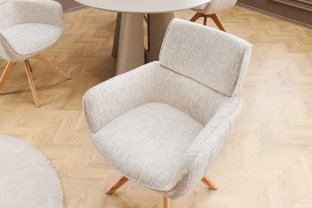 Designová otočná židle Parthenia béžová / dub
