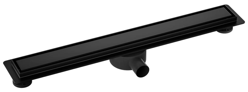 CERANO - Lineární odtokový žlab se sifonem, otočný 360° - design 2v1  - černá matná - 60 cm