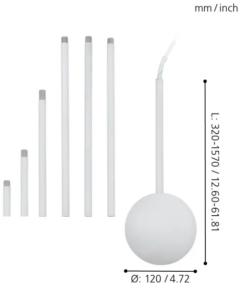 Eglo 92288 - Kryt kabelu EXTENTION bílá