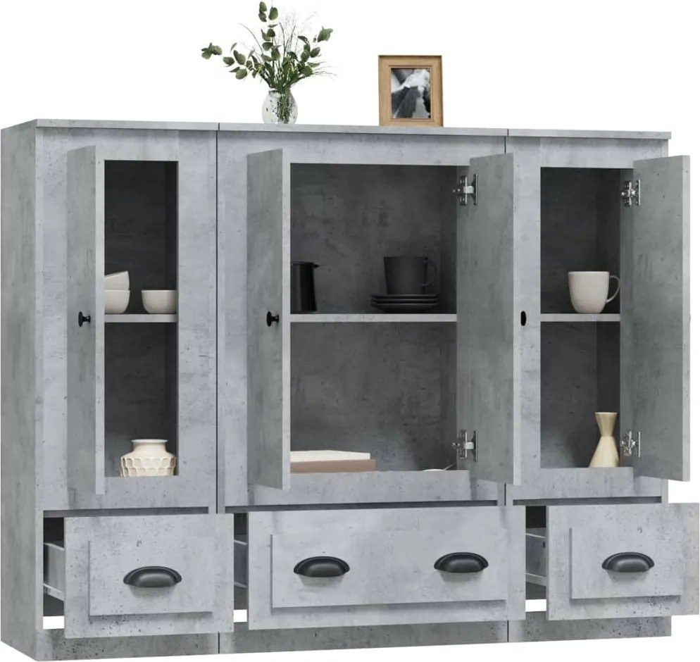 Příborníky 3 ks betonově šedé kompozitní dřevo 3185299